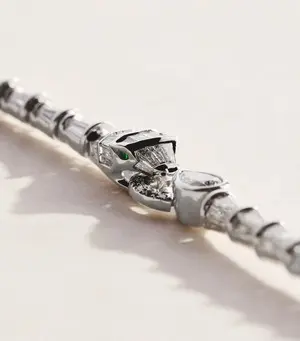 Shay White Diamond And Garnet Serpentine Bracelet