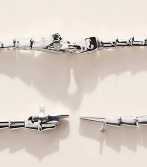 Shay White Diamond And Garnet Serpentine Bracelet