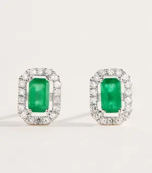 Shay White Diamond And Emerald Mini Me Earrings - Gold