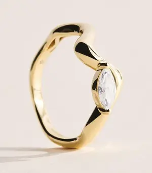 Shay Yellow And Diamond Marquise Wave Ring