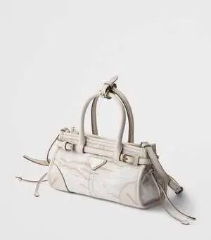 Prada Small Linen-leather Bonnie Top-handle Bag