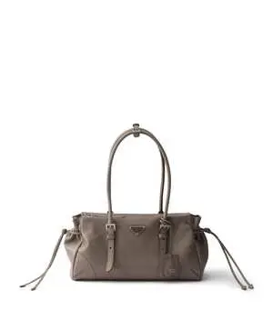 Prada Medium Leather Bonnie Top-handle Bag - Grey