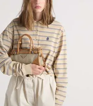 Prada Small Linen-leather Bonnie Top-handle Bag