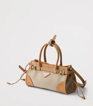 Prada Small Linen-leather Bonnie Top-handle Bag