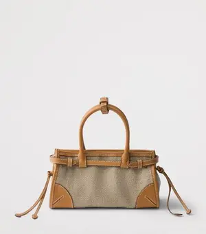 Prada Small Linen-leather Bonnie Top-handle Bag