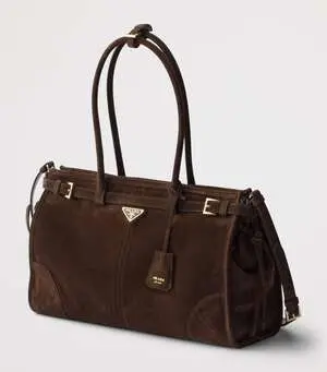 Prada Large Suede Bonnie Shoulder Bag