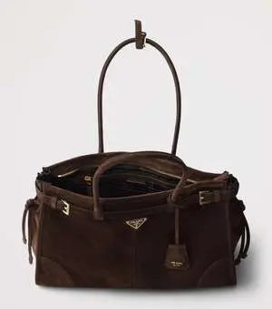 Prada Large Suede Bonnie Shoulder Bag
