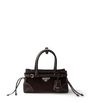 Prada Small Corduroy Bonnie Shoulder Bag - Brown
