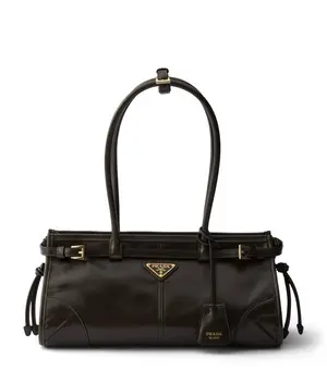 Prada Medium Leather Bonnie Shoulder Bag - Green