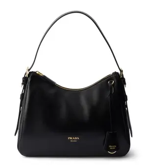 Prada Medium Leather Aimée Shoulder Bag - Black