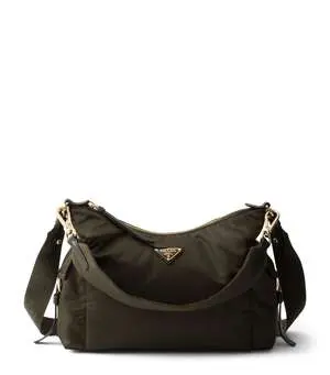 Prada Large Re-nylon And Leather Explore Shoulder Bag - Green