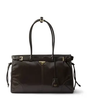 Prada Large Leather Bonnie Shoulder Bag - Green