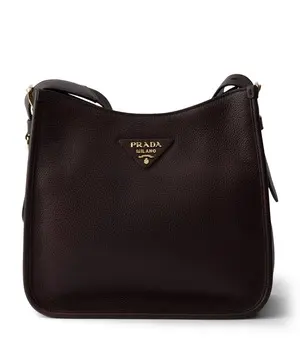 Prada Medium Leather Shoulder Bag - Brown