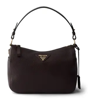 Prada Medium Leather Shoulder Bag - Brown