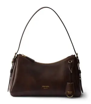 Prada Medium Leather Aimée Shoulder Bag - Brown