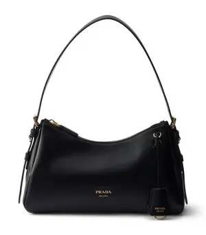Prada Medium Leather Aimée Shoulder Bag - Black