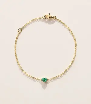 Shay 18k Gold Emerald Heart Chain Bracelet - Yellow