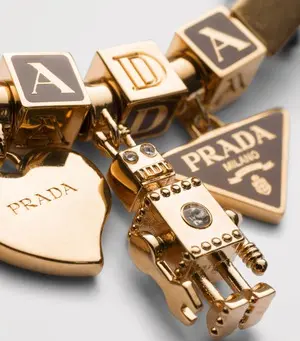 Prada Leather Logo Charm Bracelet