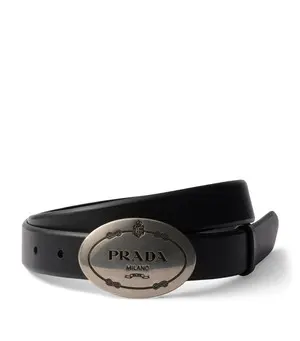 Prada Leather Logo Belt - Black