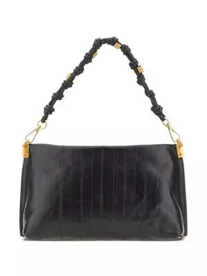 GIANNI CHIARINI Eel-print Leather Shoulder Bag With Gold-tone Details - Black