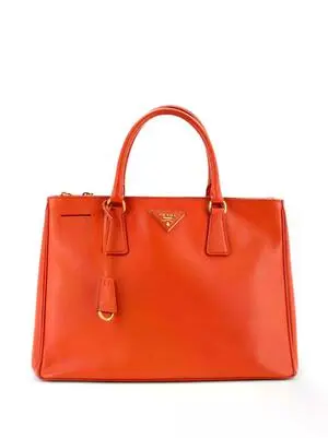 Prada Saffiano Leather Medium Tote Bag - Orange