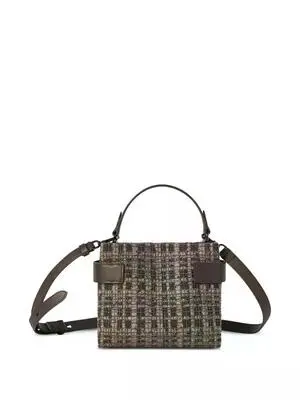 Brunello Cucinelli Suede Bag With Precious Check Embroidery