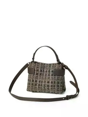 Brunello Cucinelli Suede Bag With Precious Check Embroidery