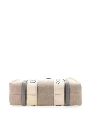 Chloé Woody Canvas With Leather Medium Tote Bag - Blue