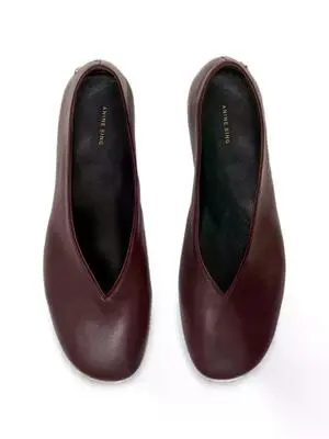 ANINE BING Ana Ballet Flats Smooth Leather Fig