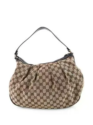Gucci Sukey Gg Canvas With Leather Medium Hobo Bag - Black