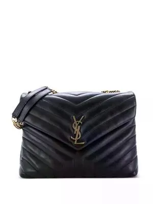Saint Laurent Loulou Matelassé Chevron Leather Medium Shoulder Bag - Black
