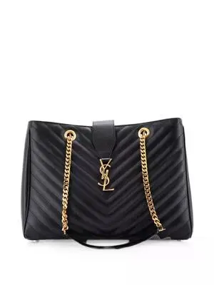 Saint Laurent Classic Monogram Shopper Matelasse Chevron Leather Large Tote Bag