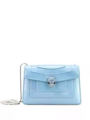 BVLGARI Serpenti Forever Square Patent Small Shoulder Bag - Blue
