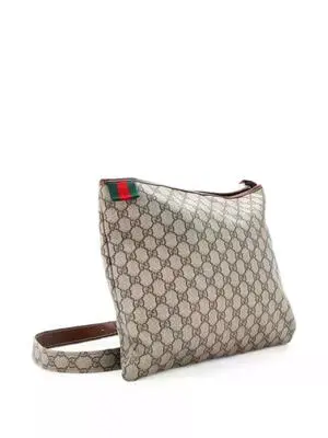 Gucci Web Loop Flat Messenger Gg Coated Canvas Large Crossbody Bag