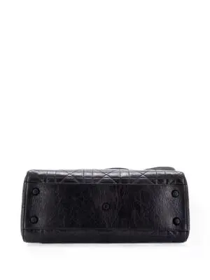 Dior Ultra Matte Lady D-sire Bag Macrocannage Crinkled Calfskin Medium Tote Bag - Black