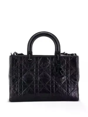 Dior Lady D-sire Bag Macrocannage Crinkled Calfskin Medium Tote Bag - Black