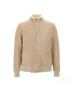 BARBA NAPOLI Rivet Shearling-lined Suede Jacket - Neutrals