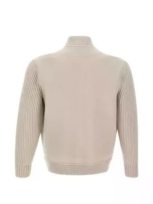 Eleventy Cable-knit Sleeve Zip-up Bomber Jacket