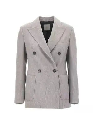 Eleventy Double-breasted Peak-lapel Blazer - Grey