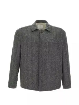 Eleventy Herringbone-pattern Wool-blend Shirt Jacket