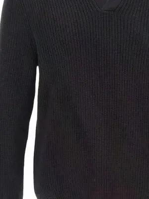 GRAN SASSO Ribbed-knit Open Collar Polo Shirt