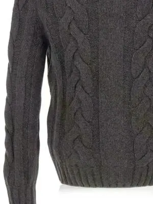 GRAN SASSO Shawl-collar Cable-knit Sweater