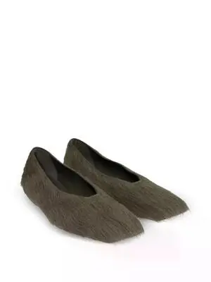 Rick Owens Square-toe Calf-hair Ballet Flats - Grey