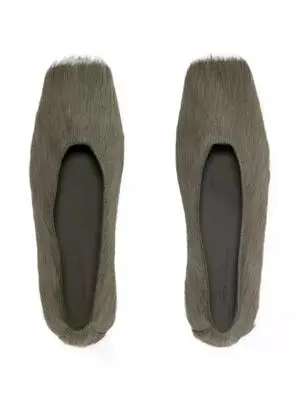 Rick Owens Square-toe Calf-hair Ballet Flats