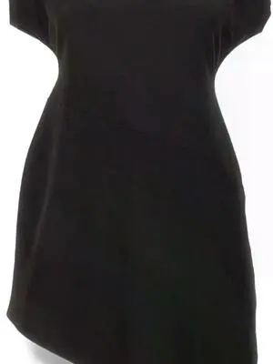 KAOS Asymmetric Padded-shoulder Midi Dress - Black