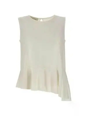 KAOS Ruffled Asymmetric-hem Blouse - Neutrals
