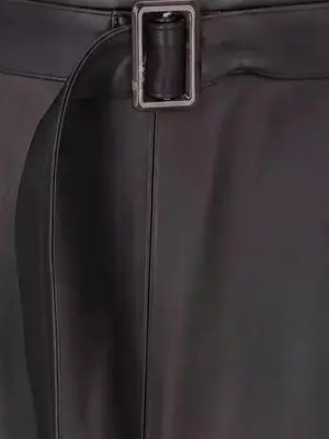 Isaia Belted Leather A-line Skirt