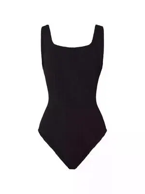 Hunza G Crinkle-effect Square Neck Swimsuit - Black