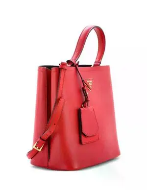 Prada Saffiano Leather Medium Bucket Bag - Red