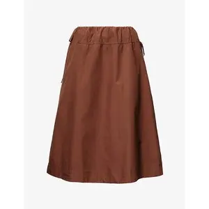 DAMSON MADDER Cotton Midi Skirt With Adjustable Waist - Choc